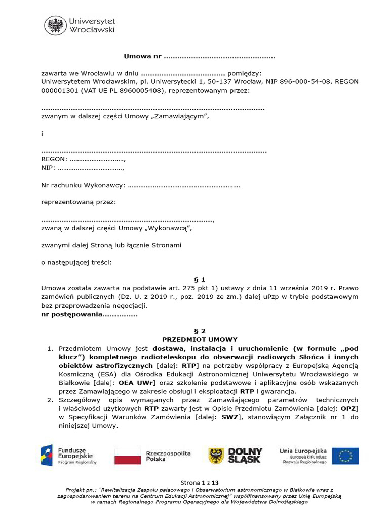 Załącznik NR 5 Do SWZ - Wzór Umowy | PDF