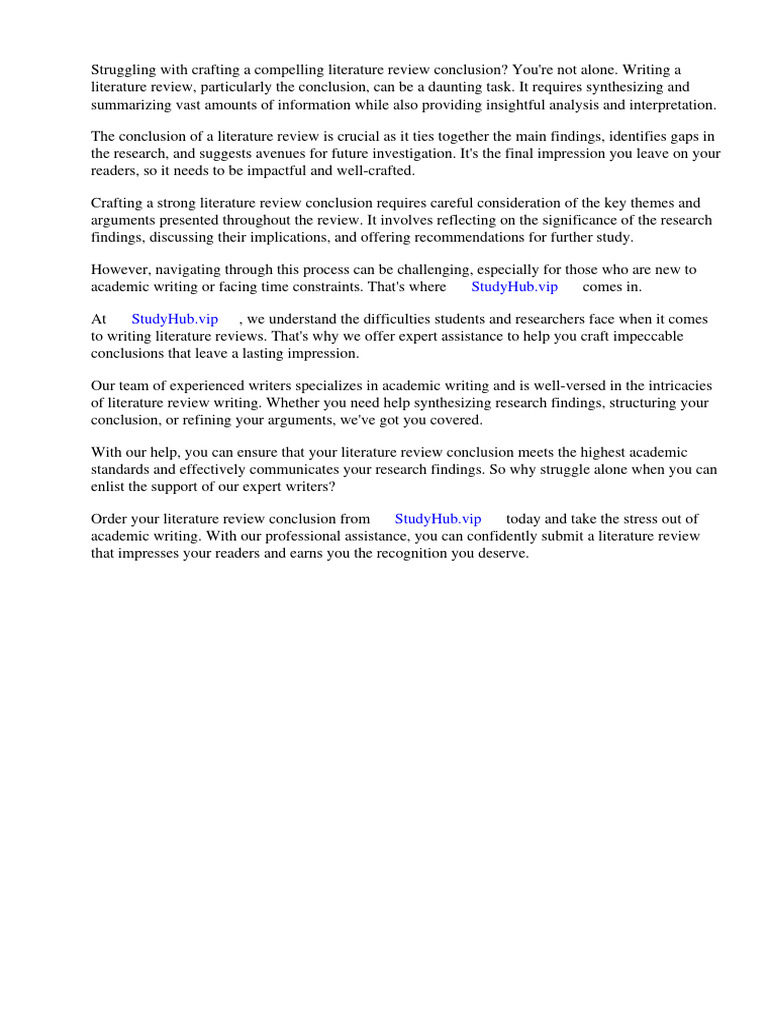 Literature Review Conclusion Examples | PDF Literature Review Conclusion Examples | PDF