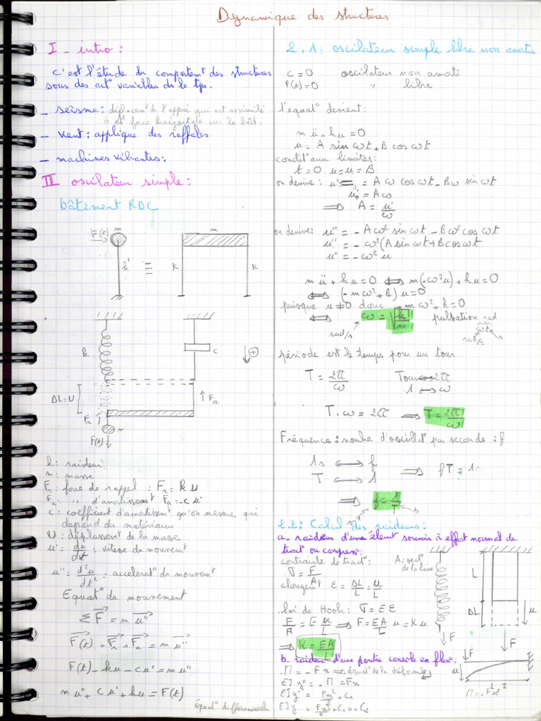 Cahier Dynamique Des Structures | PDF