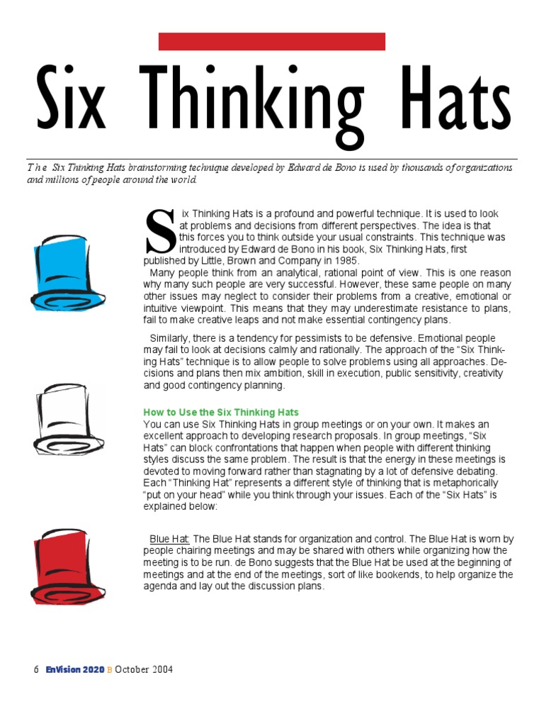 Six Hats | PDF | Creativity | Brainstorming