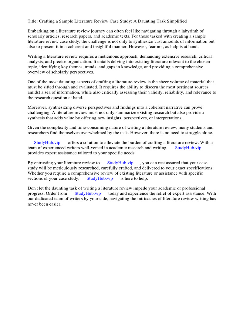 Sample Literature Review Case Study | PDF | Case Study | Methodology