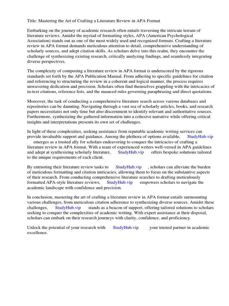 Sample Literature Review in Apa Format | PDF | Apa Style