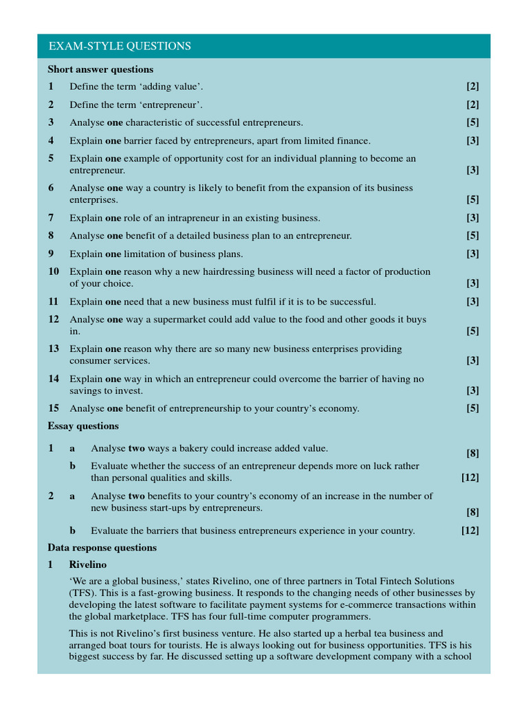 1-1Q Enterprise Questions | Download Free PDF | Entrepreneurship ...