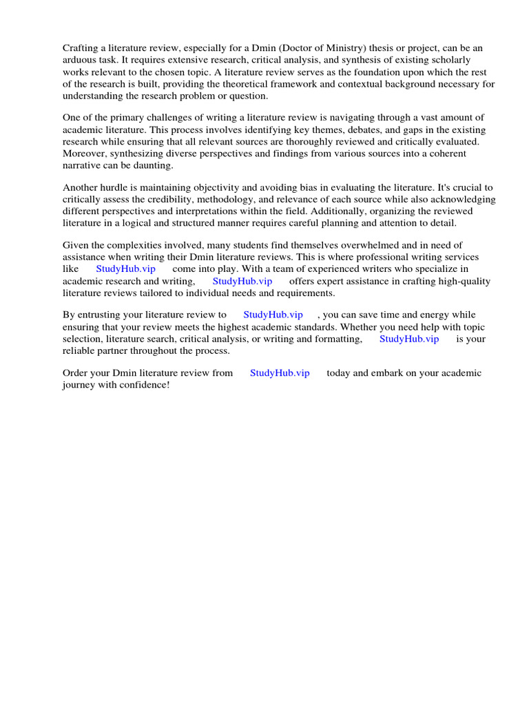 Dmin Literature Review | PDF | Systematic Review | Literature Review Dmin Literature Review | PDF | Systematic Review | Literature Review