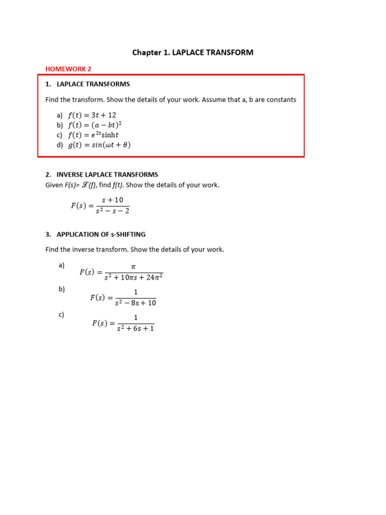 Laplace Transforms Homework | PDF | Teaching Methods & Materials | Science & Mathematics