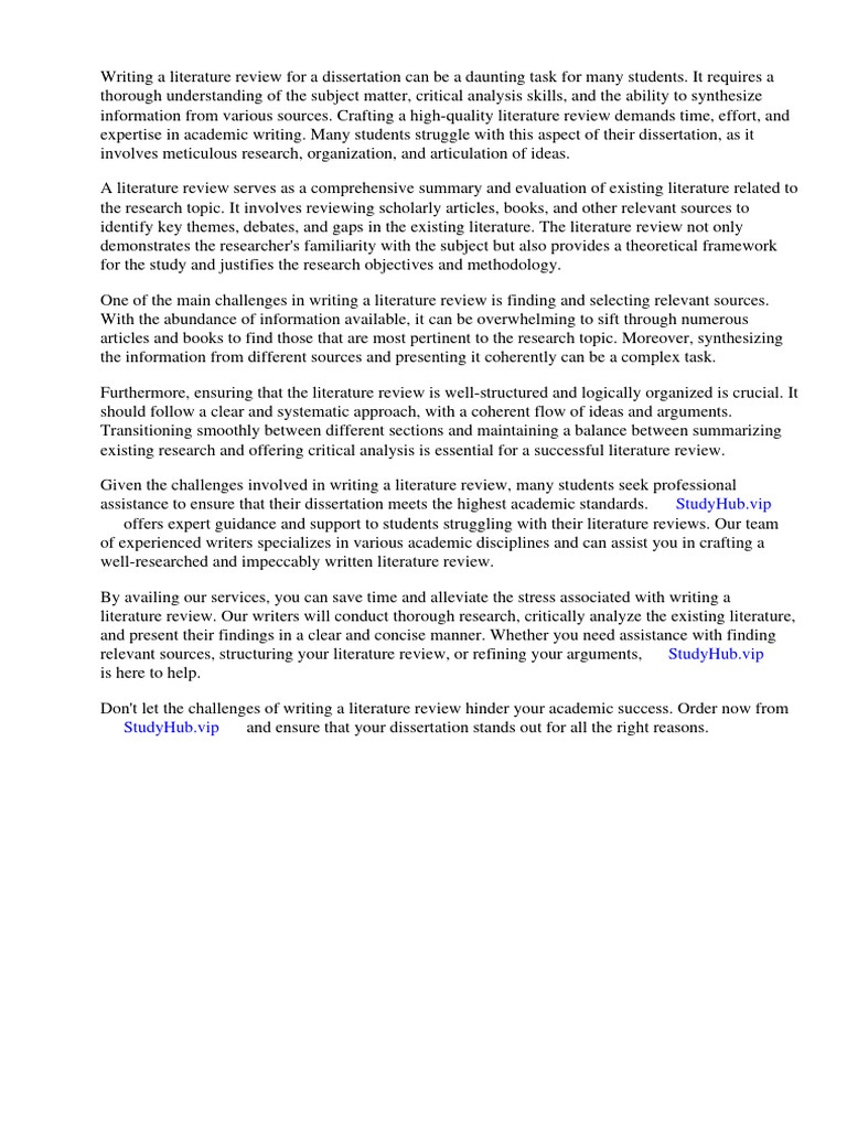 How to Write a Literature Review Dissertation Example | PDF How to Write a Literature Review Dissertation Example | PDF