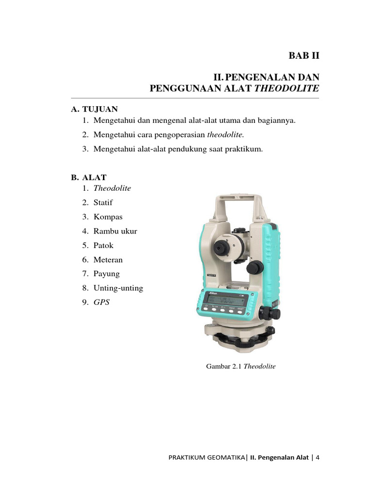 Pengenalan dan Penggunaan Theodolite | PDF