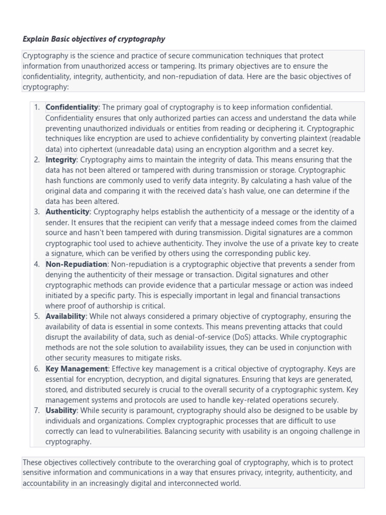 Explain Basic Objectives of Cryptography | PDF | Cryptography | Public ... Explain Basic Objectives of Cryptography | PDF | Cryptography | Public ...