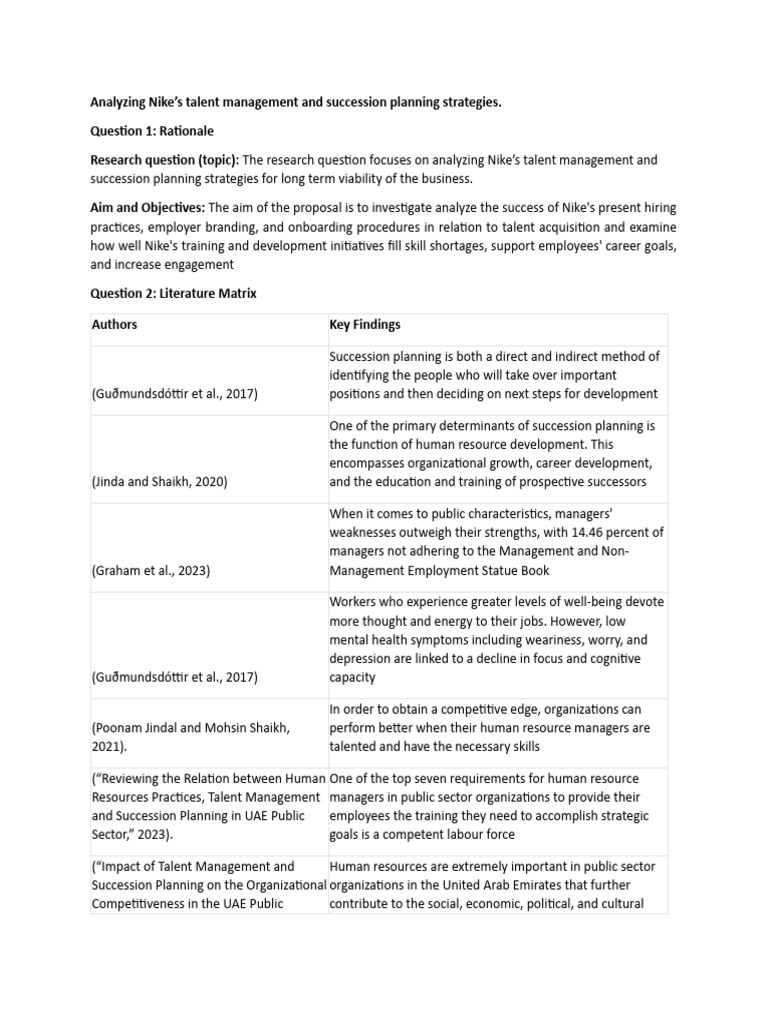 Nike's Talent Management and Succession Plannig | PDF | Survey ...