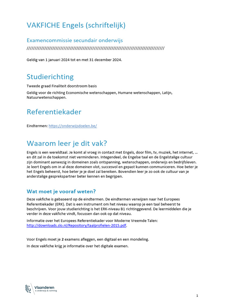 VAKFICHE ENG Schriftelijk 2DS Basis - OI - AS-OK | PDF
