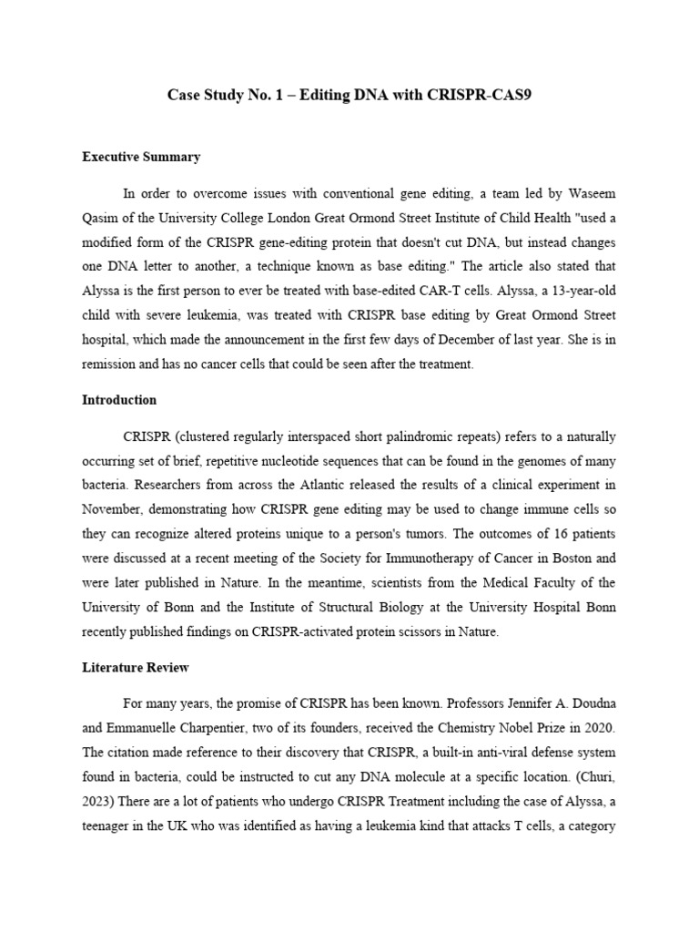 Case Study CRISPR | PDF | Crispr | Cancer