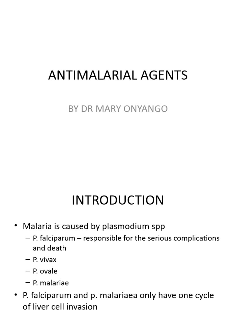 Antimalarial Agents and Their Functions | PDF