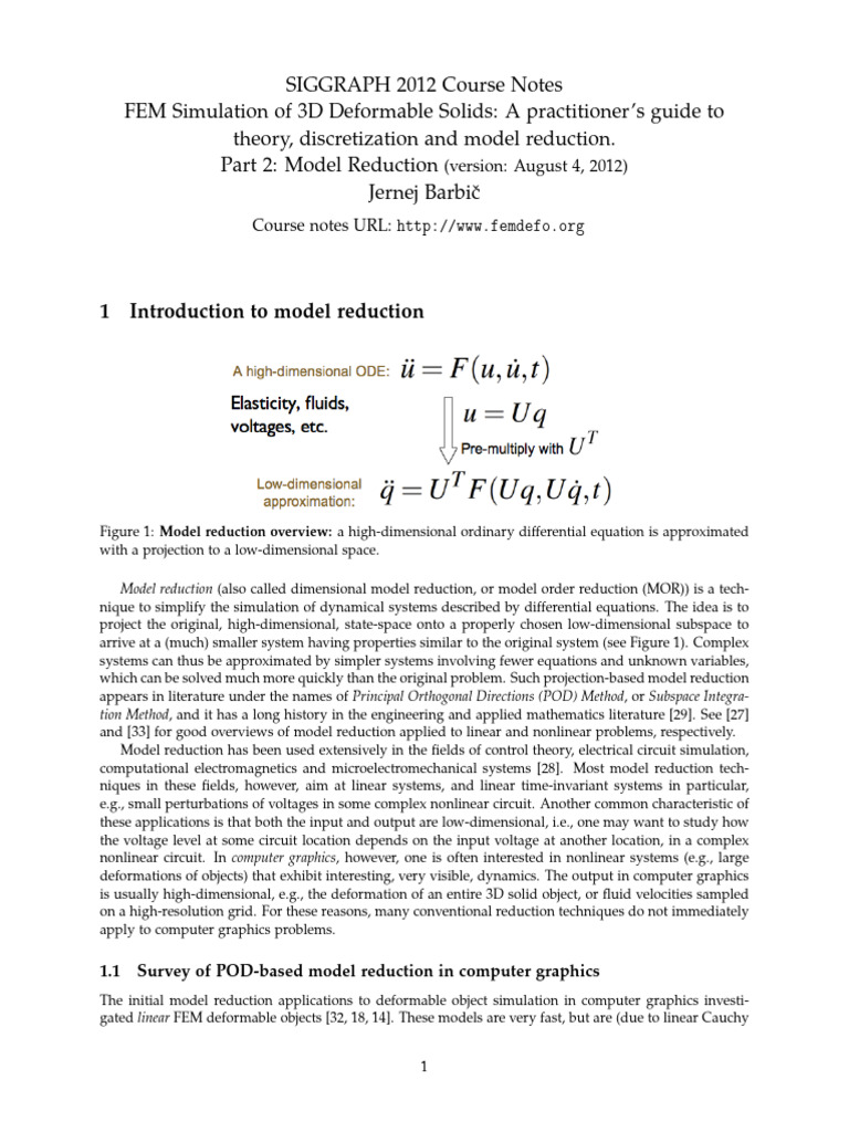 Barbic Coursenotes Modelreduction | PDF