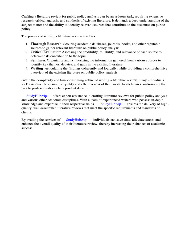 Public Policy Analysis Literature Review | PDF Public Policy Analysis Literature Review | PDF