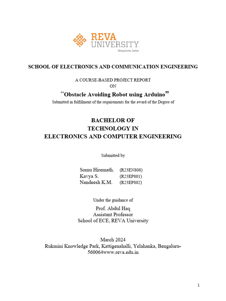 Obstacle Avoiding Robot Using Arduino | PDF