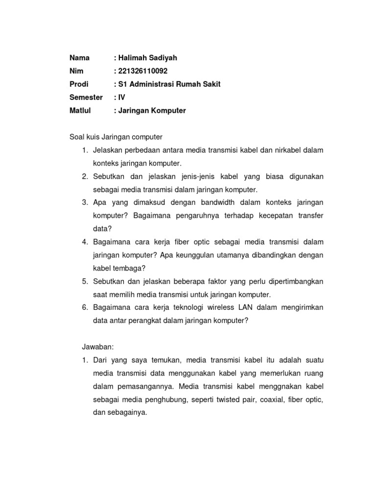 Halimah Sadiyah (Tugas Jaringan Komputer) | PDF