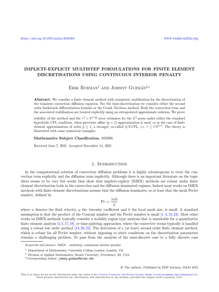 Implicit-Explicit Multistep Formulations For Finit | PDF | Teaching ...