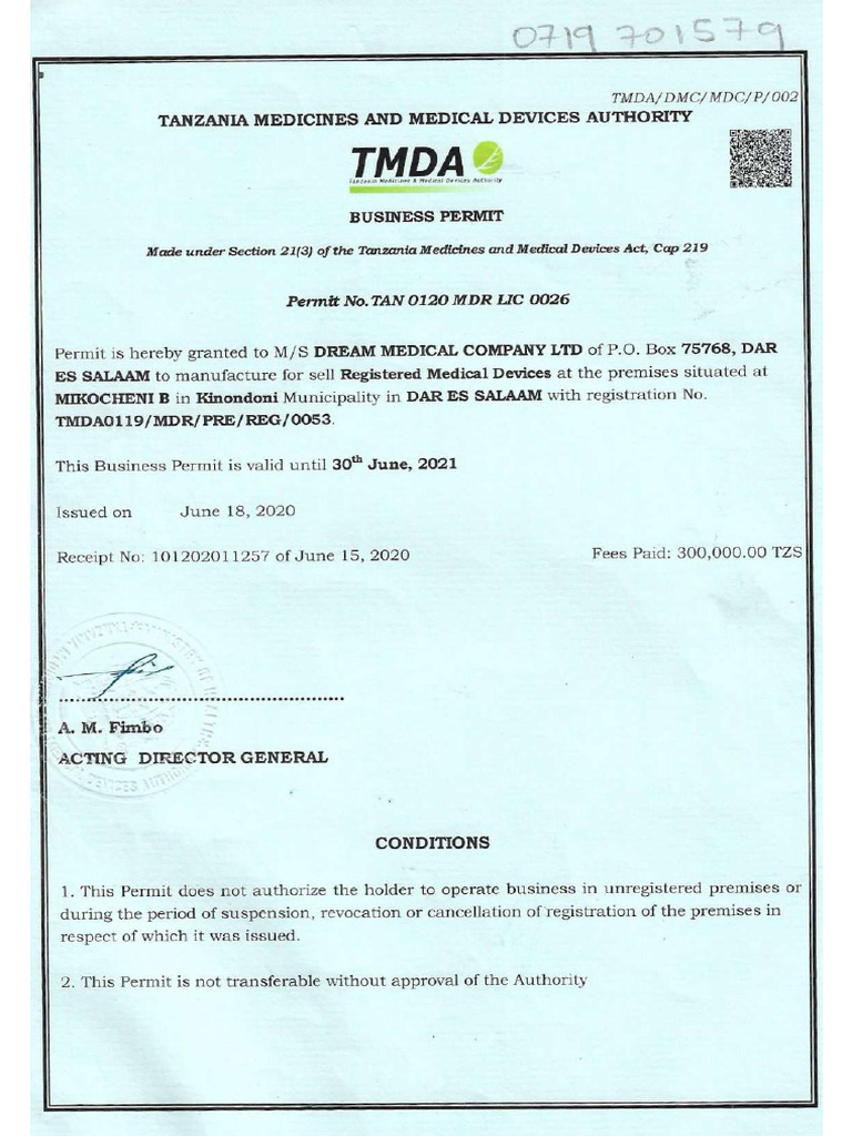 Tmda Business Permit | PDF