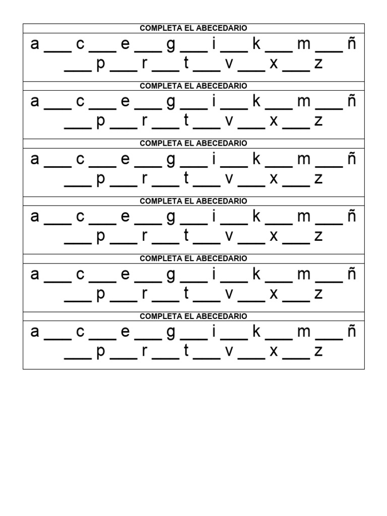 Completa El Abecedario | Descargar gratis PDF | Ortografía | Colación