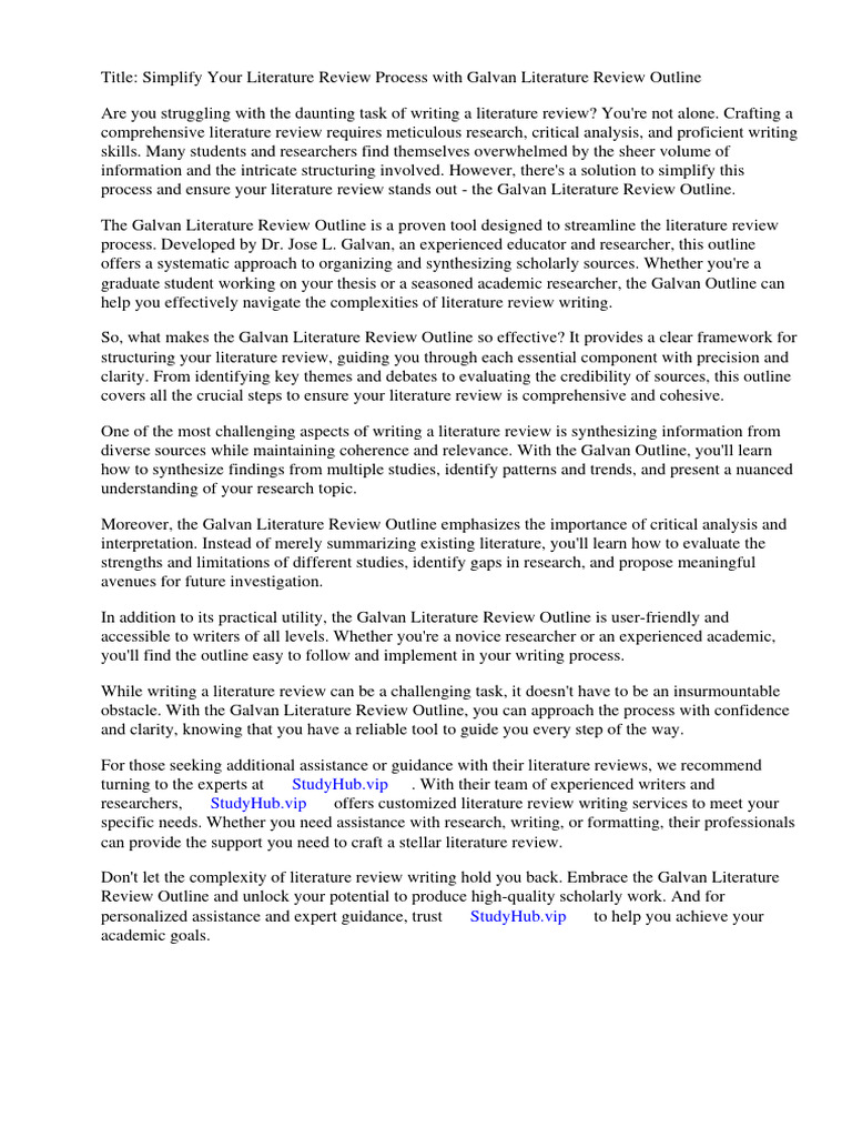 Galvan Literature Review Outline | PDF