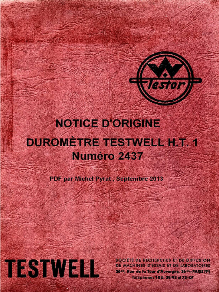 Notice Testwell ht1 - Fusionnee | PDF