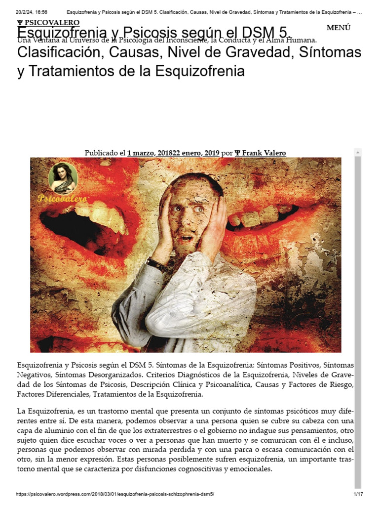 Esquizofrenia y Psicosis según el DSM 5. Clasificación, Causas, Nivel ...