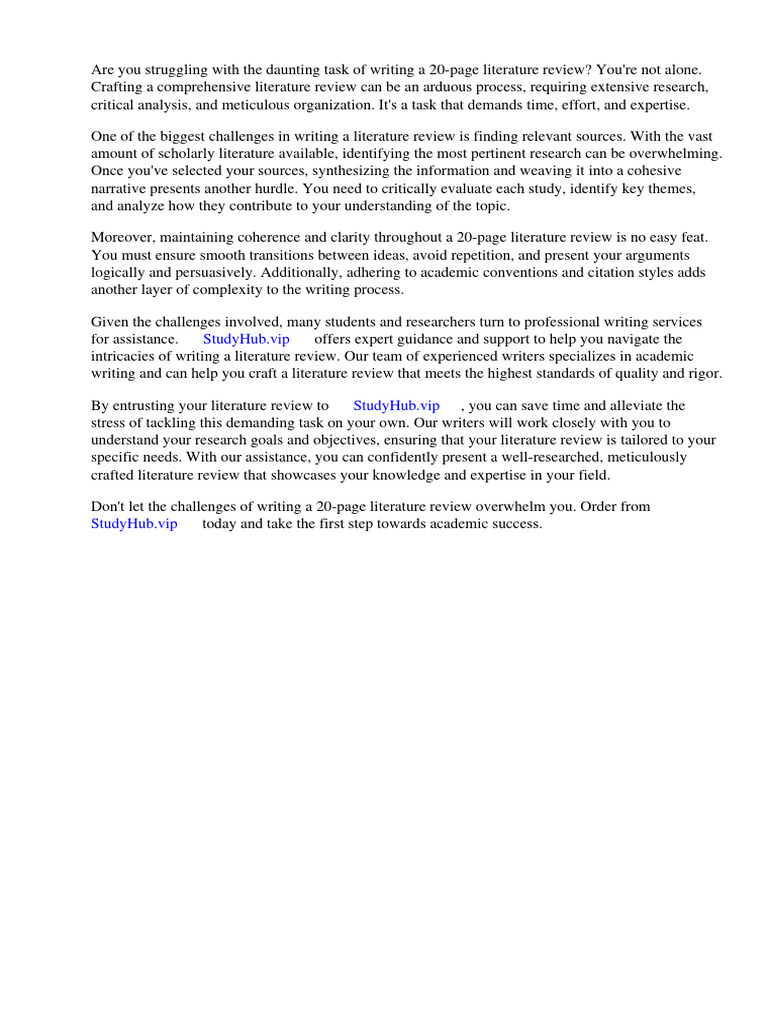 How To Write A 20 Page Literature Review | PDF | Literature Review | Thesis