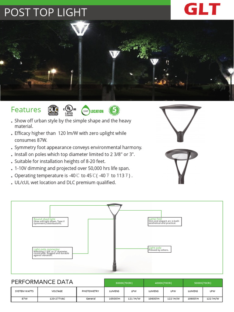 GLT GPT Specs | PDF | Street Light | Interior Design