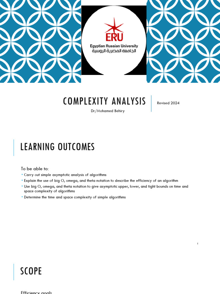 2 ComplexityAnalysis-eru | PDF | Algorithms | Time Complexity