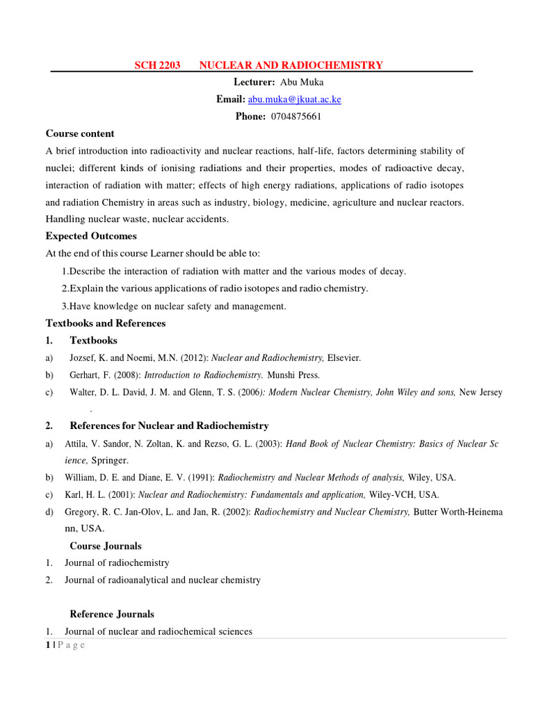 Nuclear and Radiochemistry Notes | Download Free PDF | Atoms | Neutron