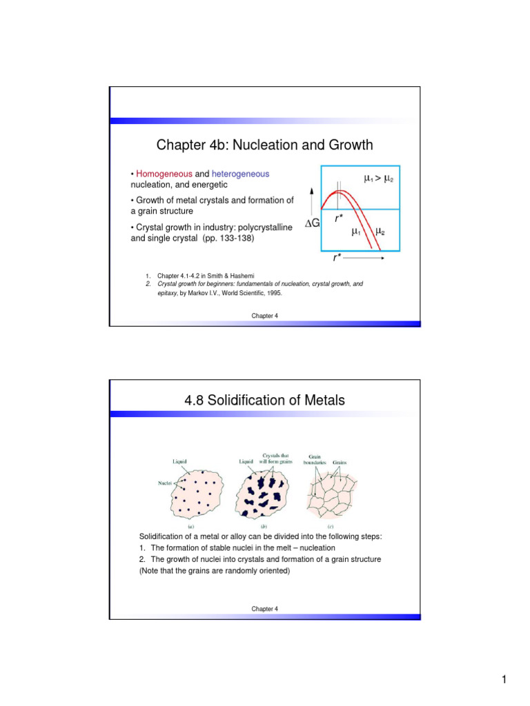 Chapter4b Growth Handouts | PDF | Nucleation | Freezing