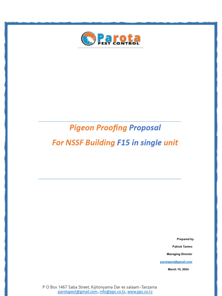 Bird Control NSSF Proposal | Download Free PDF | Pest Control | Pest ...
