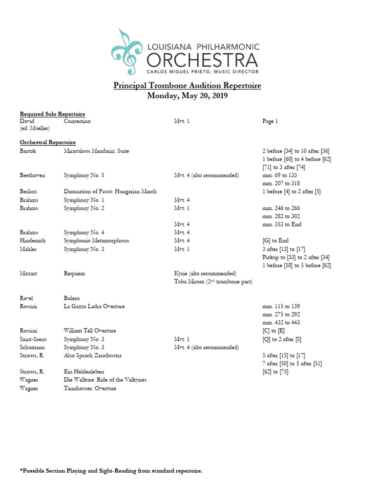 OSV 2019 Trombone 1 Audition OSV | PDF
