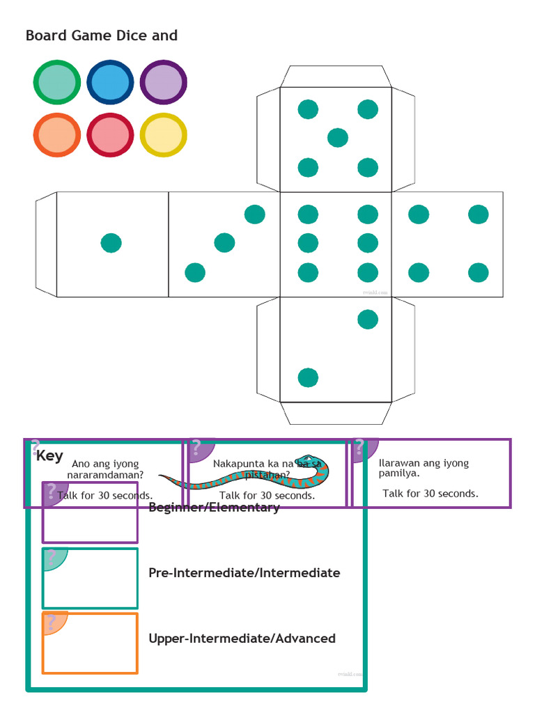 Question Cards, Dice and Counters | PDF
