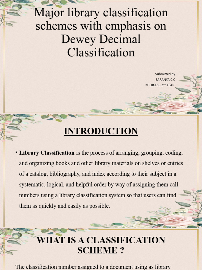 Major Library Classification Schemes With Emphasis On Dewey Decimal Classification | PDF ...