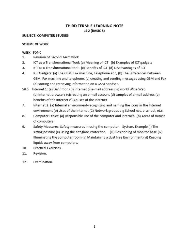BASIC 8 COMPUTER 3RD TERM E-NOTES | PDF
