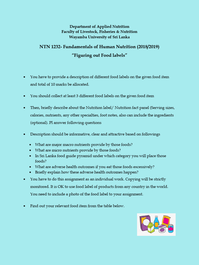 Guidelines For Food Label Activity | PDF | Foods | Nutrition