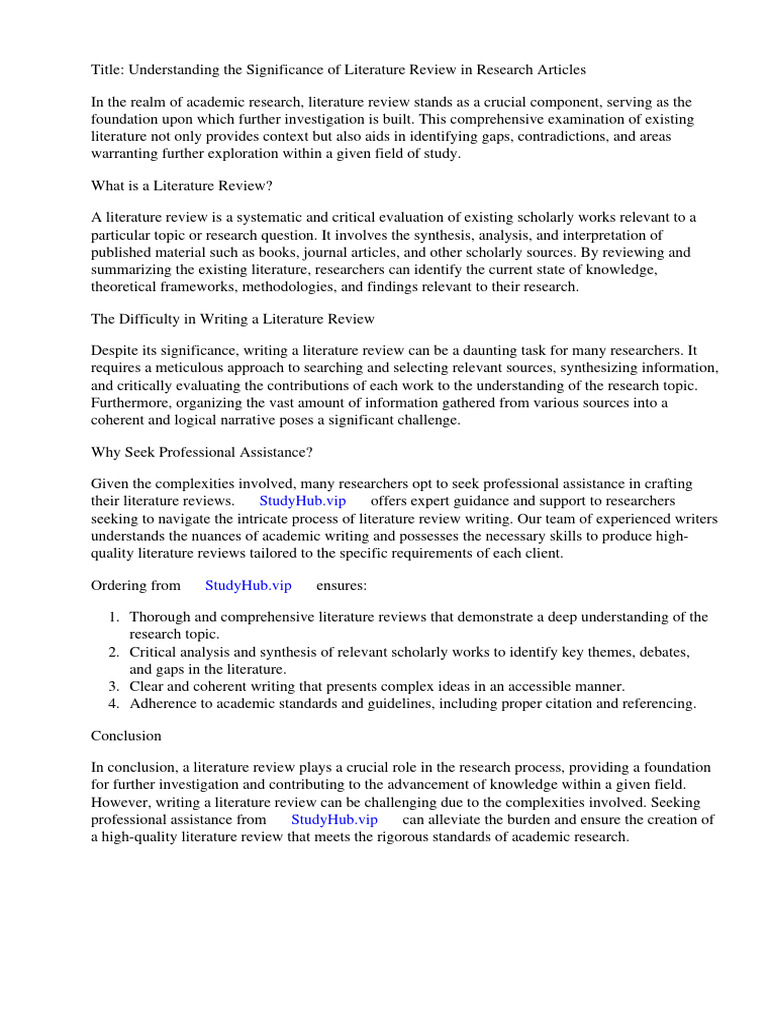 What Is A Literature Review in A Research Article | PDF | Essays ...