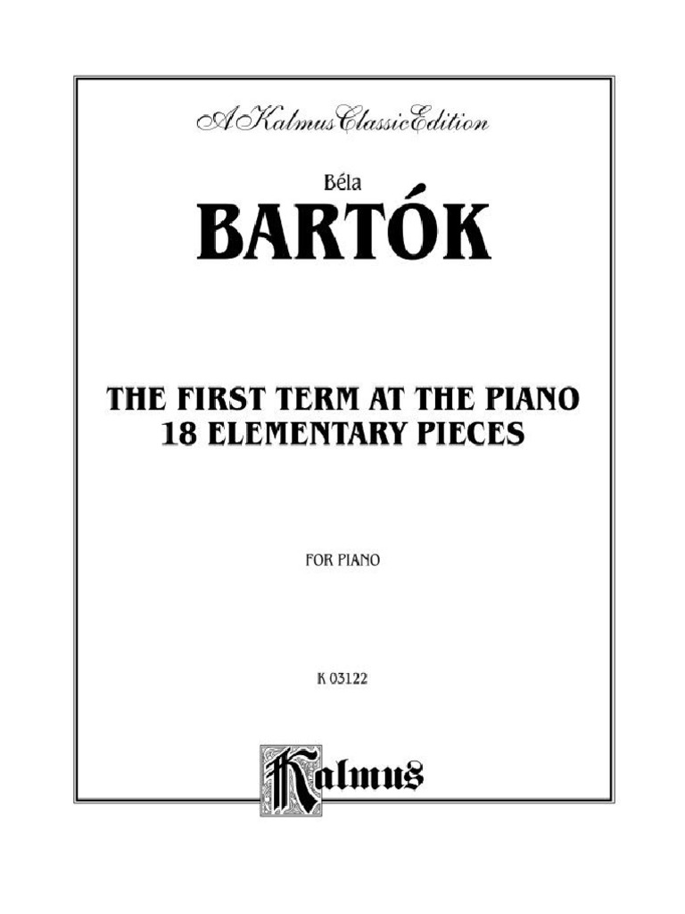 Bartok - The First Term at The Piano | PDF