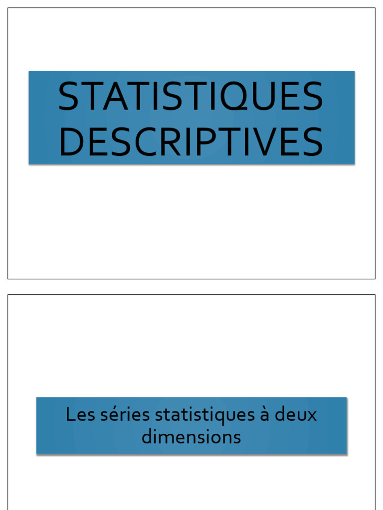 Chapitre 2 - Statistique Descriptive À Deux Dimensions | PDF | Loi de probabilité | Covariance