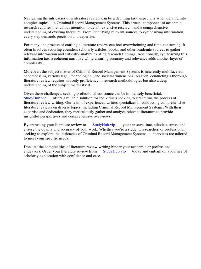 Literature Review On Criminal Record Management System | PDF ... Literature Review On Criminal Record Management System | PDF ...