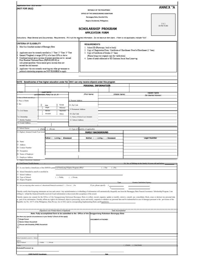 SK Scholarship Application Form | PDF | Government