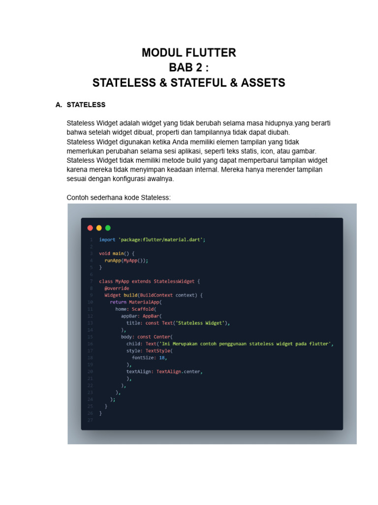 Modul Flutter - Stateless Stateful Assets | PDF
