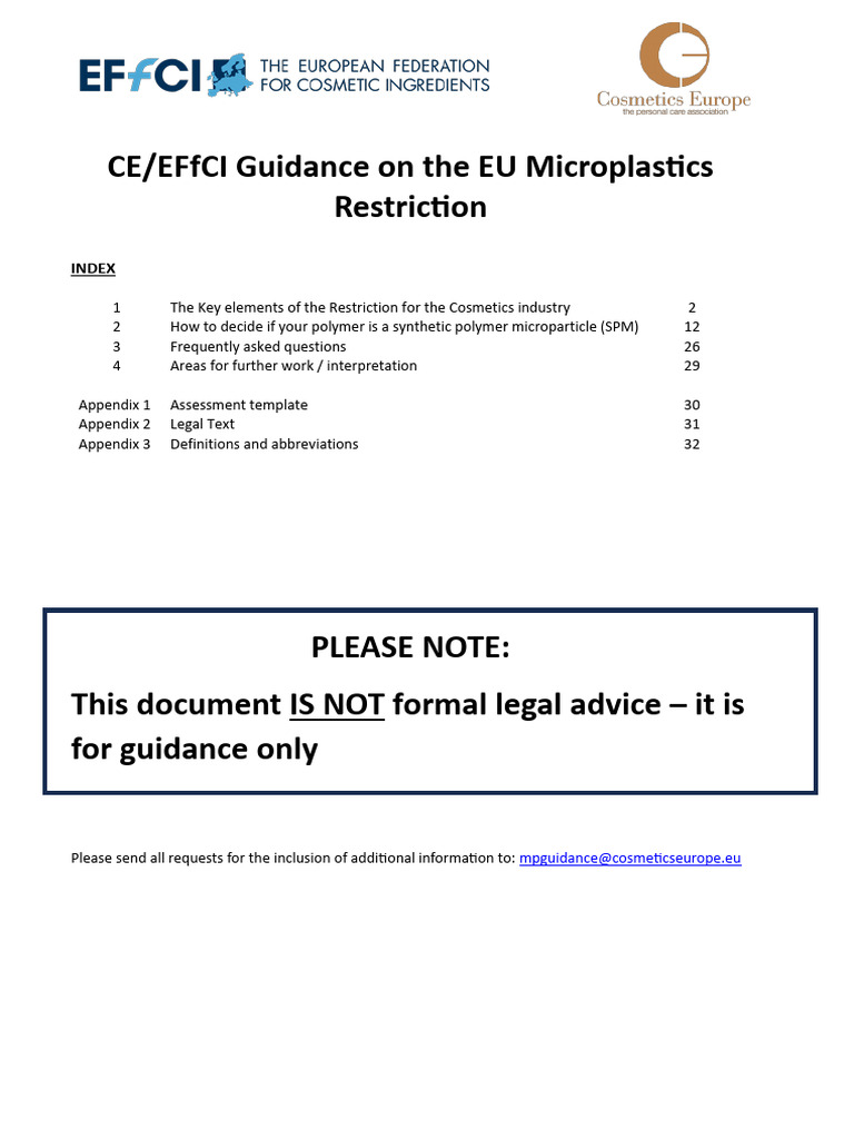 EU Microplastics Restriction Guidance | PDF | Polymers | Chemical ...