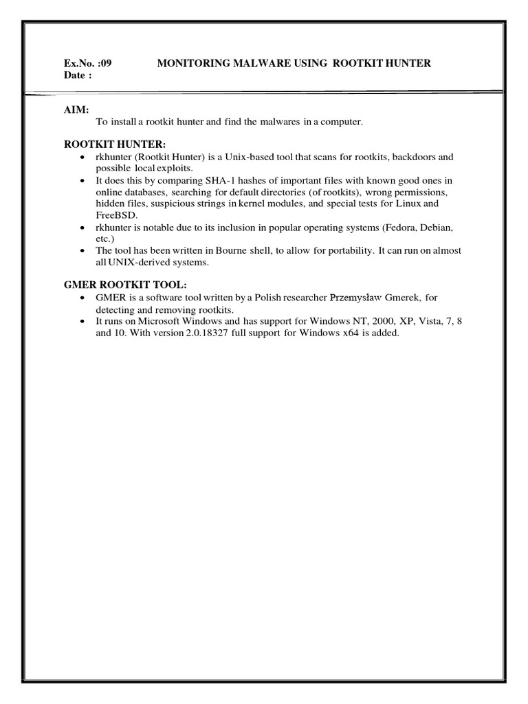 Rootkit Hunter Malware Detection Guide | PDF