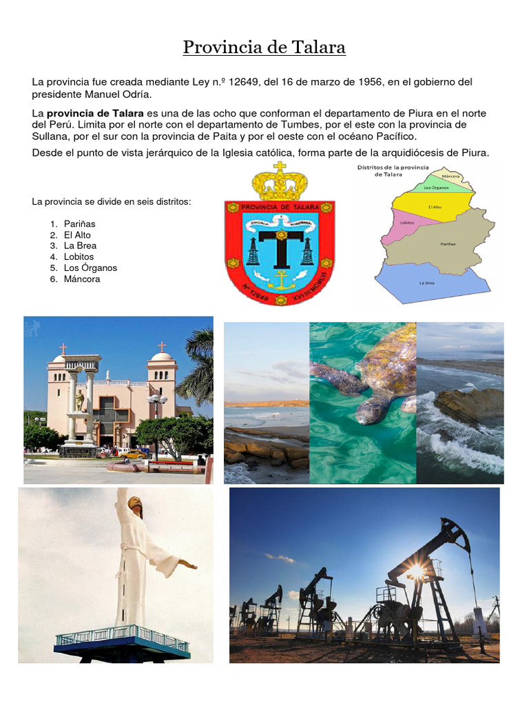 Provincia de Talara y sus distritos | PDF