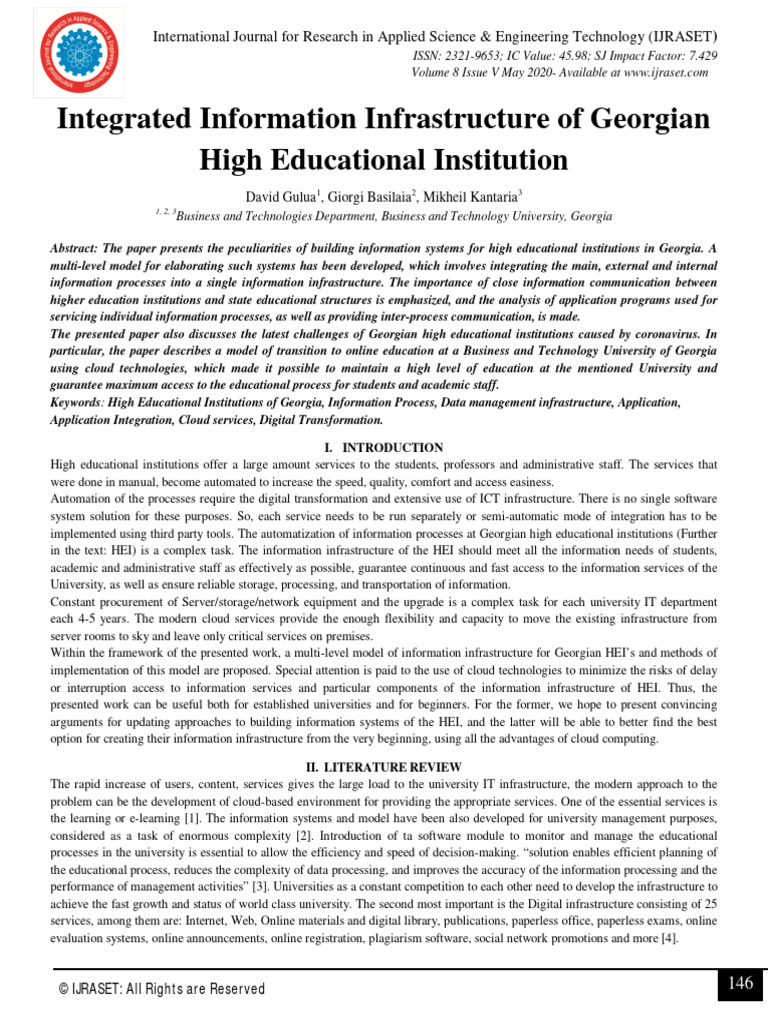 IJRASET - Integrated Information Infrastructure of Georgian Educational Institution | PDF ...