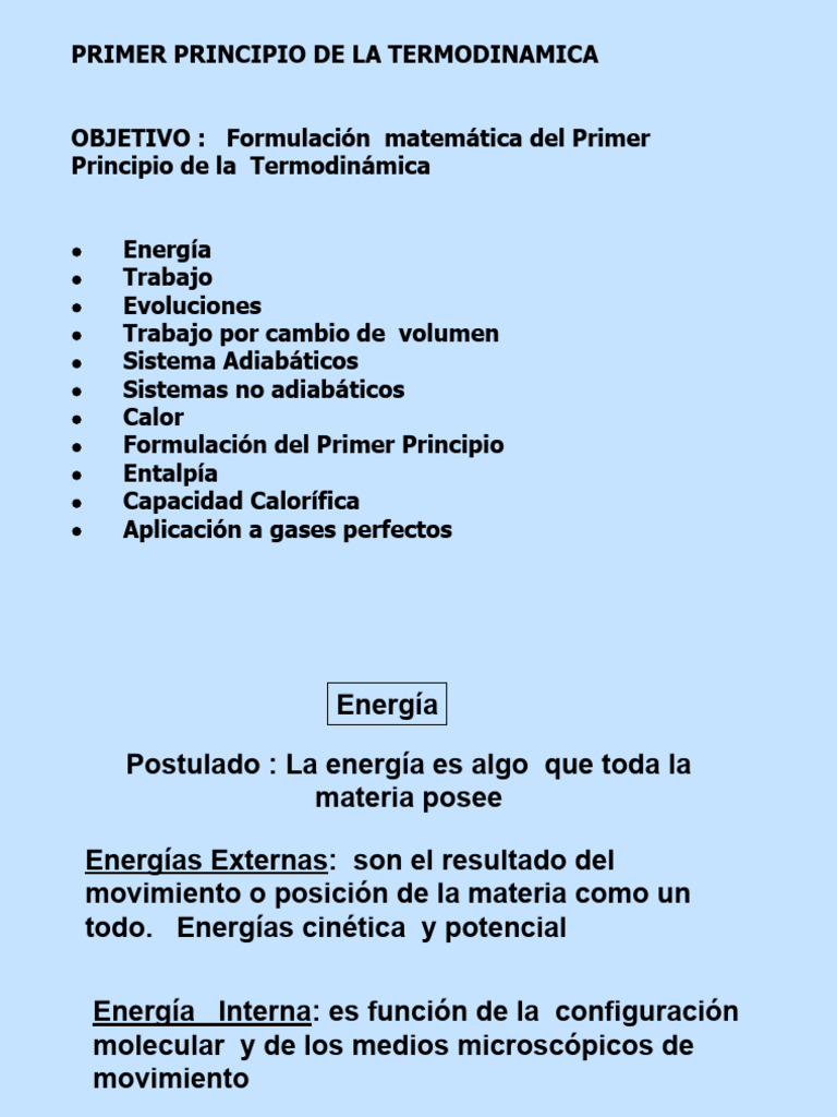 Termodinámica: Primer Principio | PDF | Termodinámica | Calor