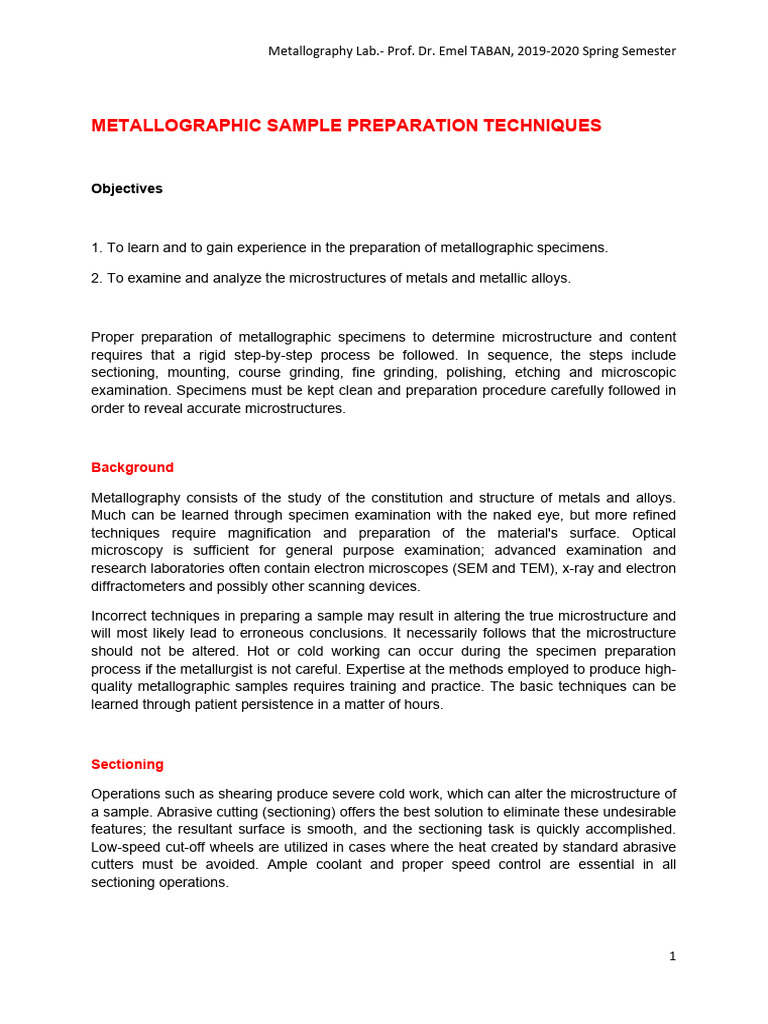 Ff14c Metallography Report 2019 2020 Spring e Taban 2020 Ef8 | PDF ...