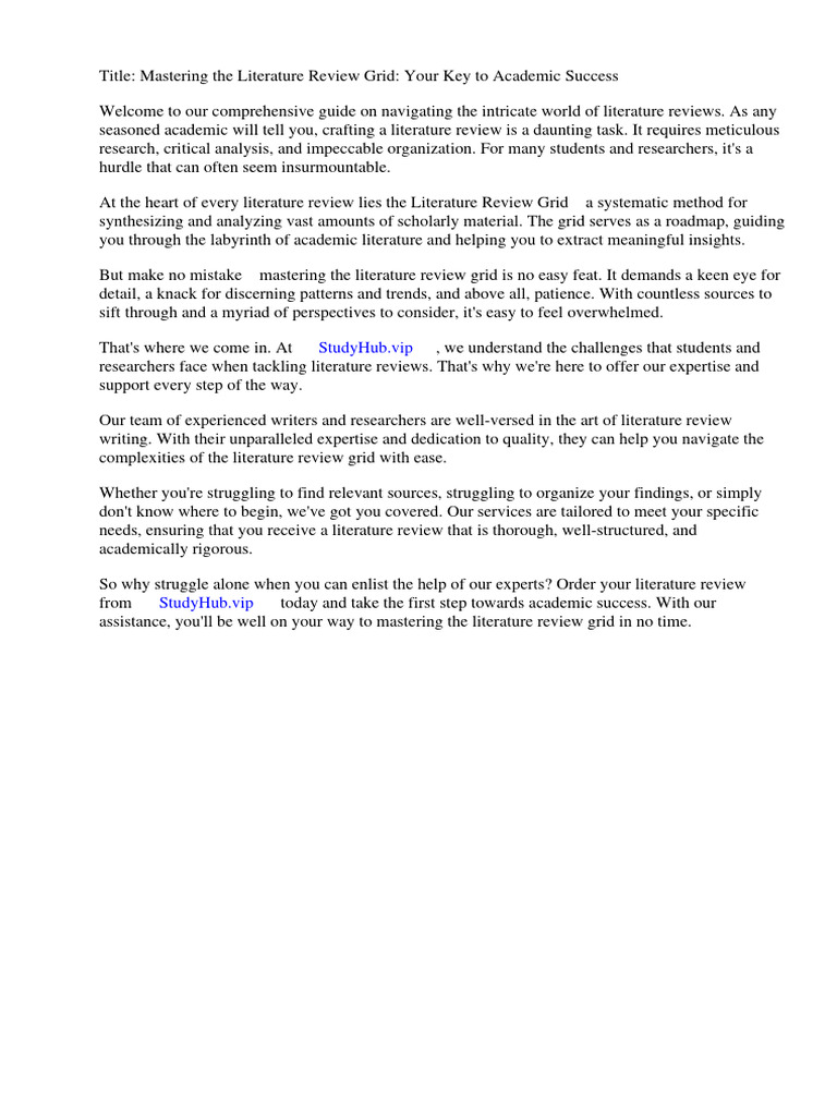 Literature Review Grid | Download Free PDF | Systematic Review | Meta ...
